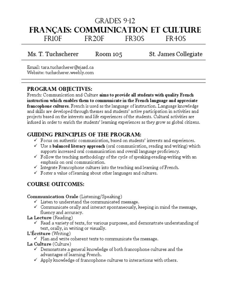 French Outline 2021 | PDF | Human Communication | Cognition