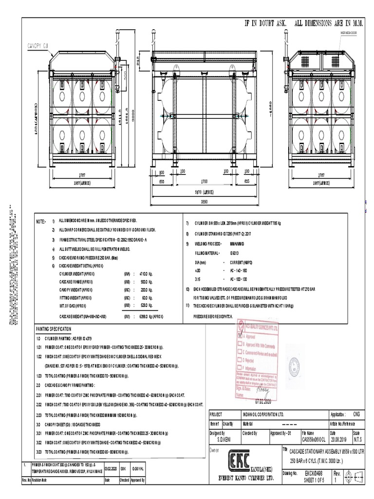 IOCL-EKC-STATIONARY CASCADE-DIA 559 X 06 CYLINDER X 3000 LTR-SHEET 1 OF ...
