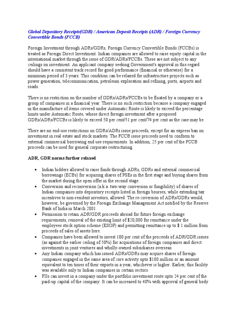 Global Depository Receipts | PDF | American Depositary Receipt | Arbitrage