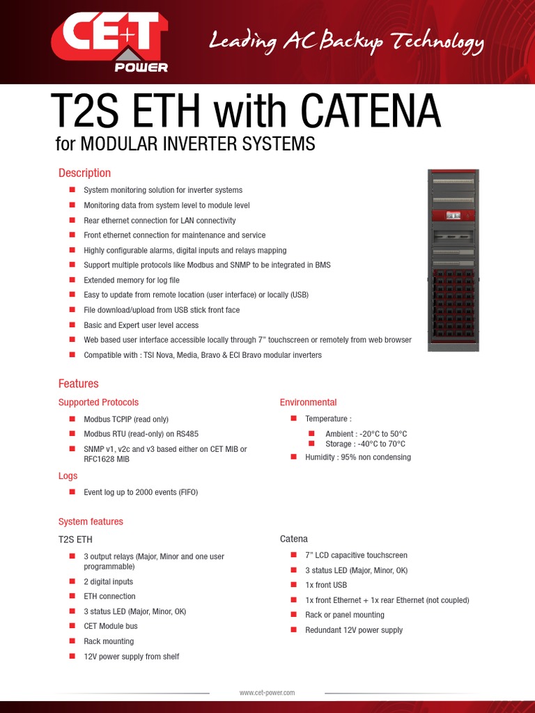 CET Monitoring Datasheet T2S ETH With Catena TSI Inverter System EN v1 ...