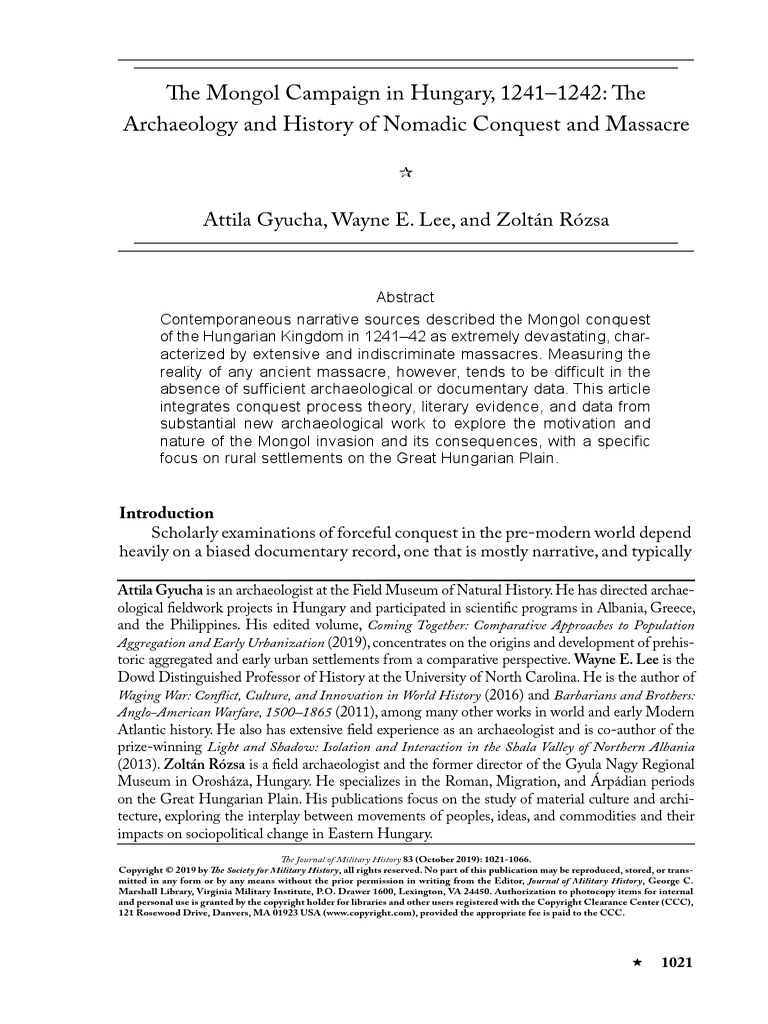 The Mongol Campaign in Hungary 1241 1242 | PDF | Genghis Khan | Mongols