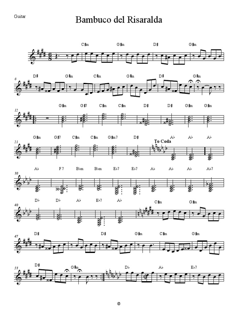 Bambuco Del Risaralda - Guitar | PDF