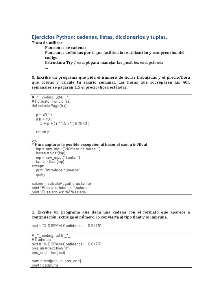 Ejercicios Es Python Sol | PDF | Python (lenguaje de programación) | Archivo de computadora