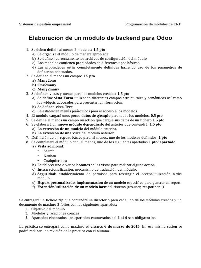Practica-Elaboracion Modulo Odoo | PDF | Archivo de computadora | Edad de información
