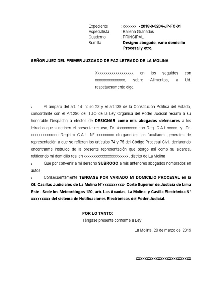 Designa Abogados Varia Domicilio Procesal | PDF