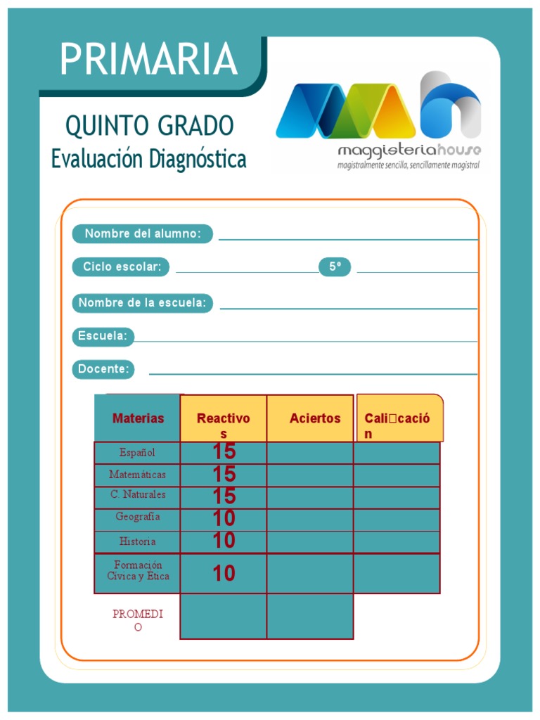 Evaluación Diagnóstica Quinto Grado | PDF | Valor (ética) | Science