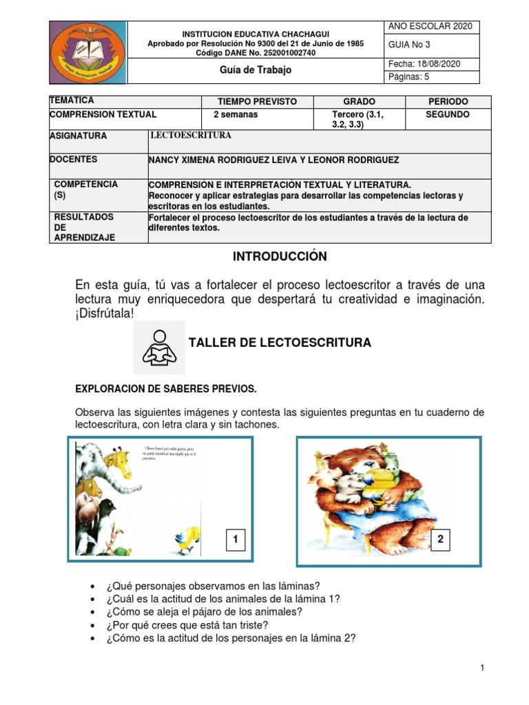 Actividades de Lectoescritura 3er Grado | PDF