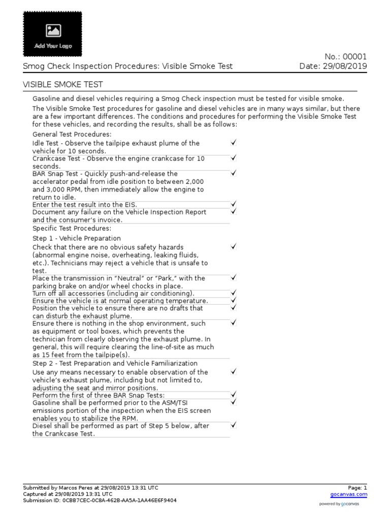 Smog Check Inspection Procedures Visible Smoke Test | PDF | Exhaust Gas ...