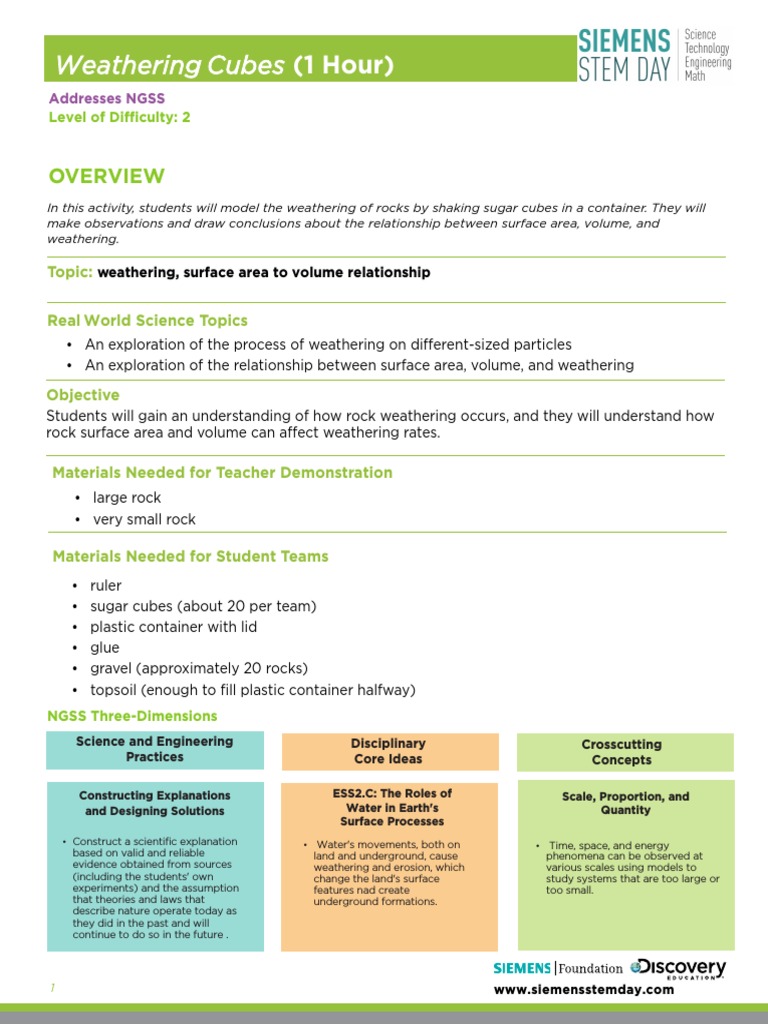Activity Weathering Cubes | PDF | Area | Volume