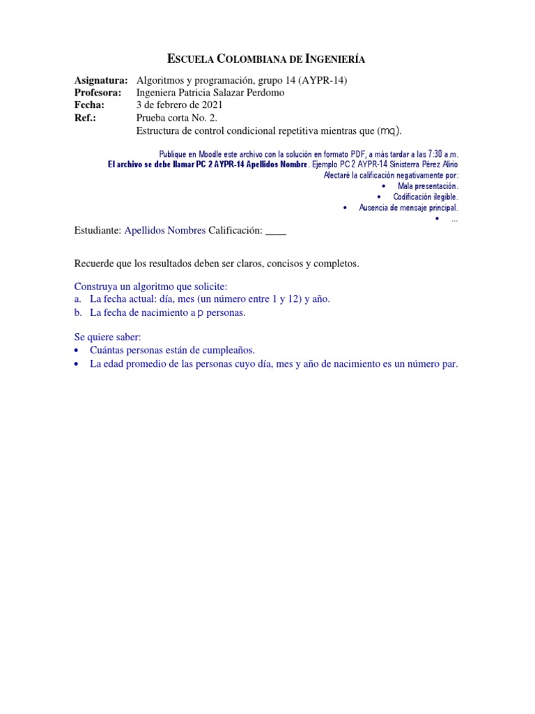 Prueba Corta AYPR - 14 Pachon Niño Julian Camilo | PDF