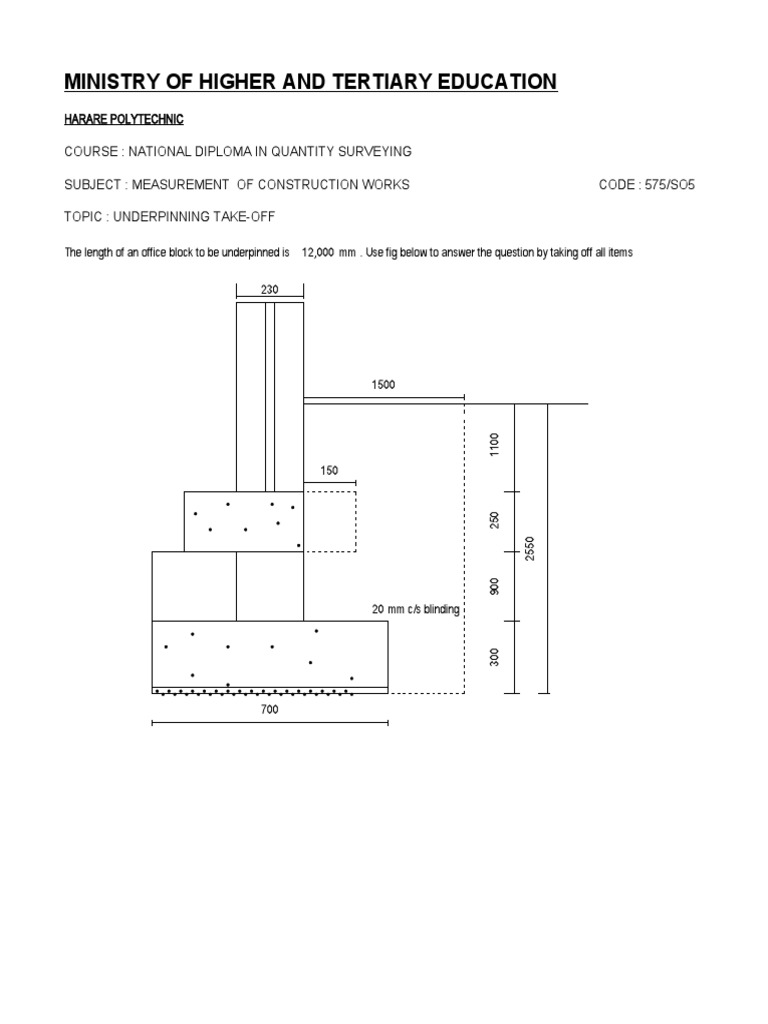 Underpinning Take - Off | PDF | Structural Engineering | Concrete
