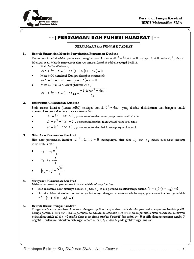 Modul Bimbel Gratis SMA Kelas 10 10302 Matematika Persamaan Dan Fungsi ...