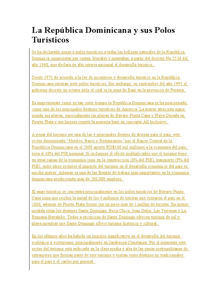 La República Dominicana y Sus Polos Turísticos | PDF | República ...