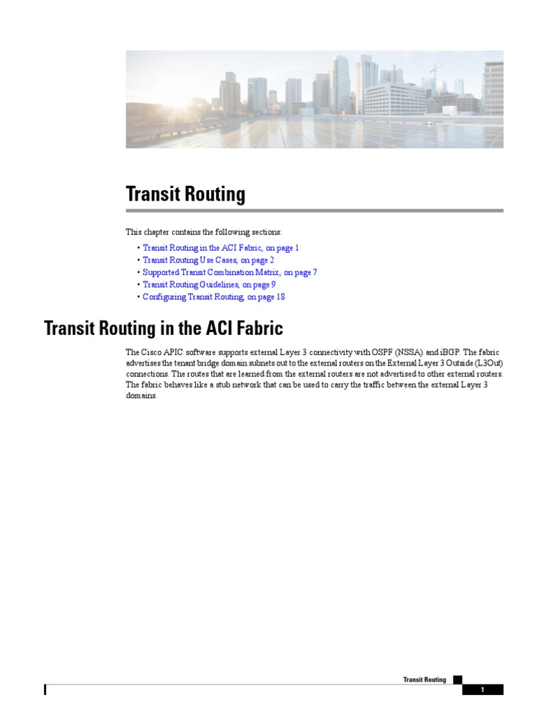 Transit Routing in The ACI Fabric | PDF | Routing | Router (Computing)