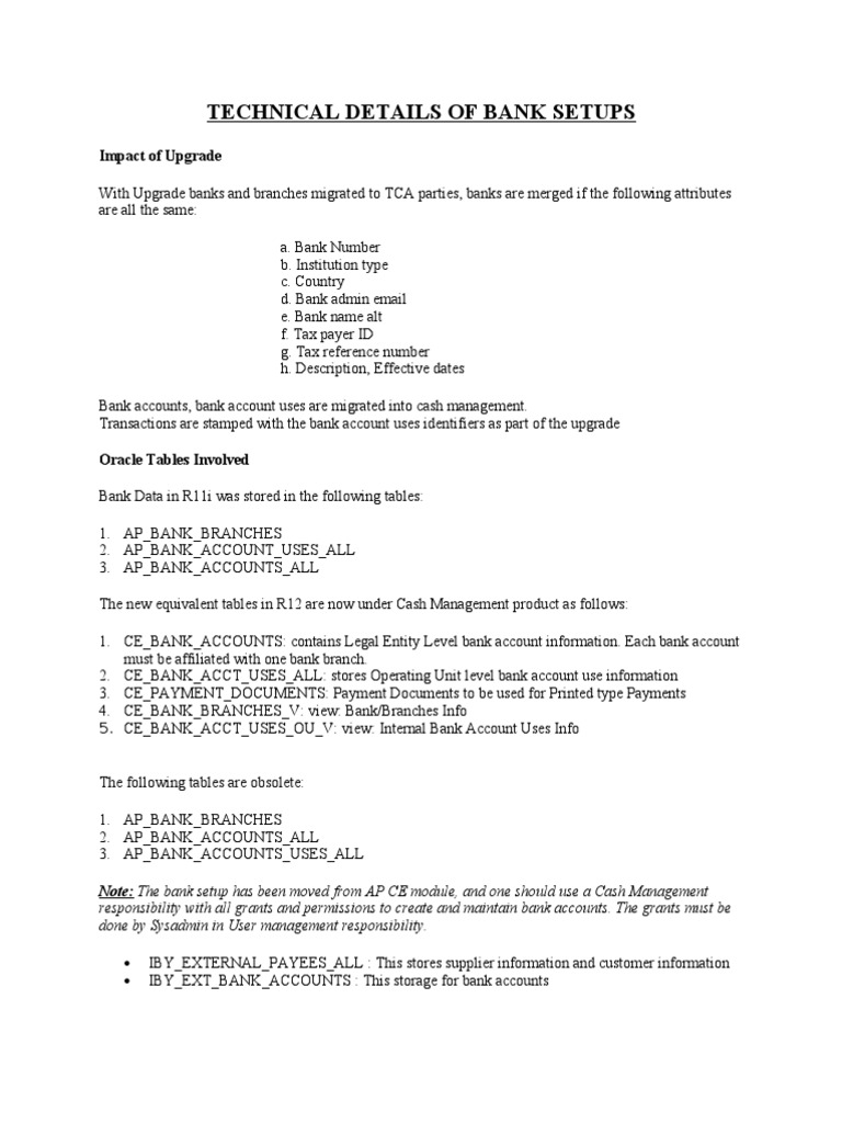 Table Level Details Banksetups | PDF | Payments | Banks