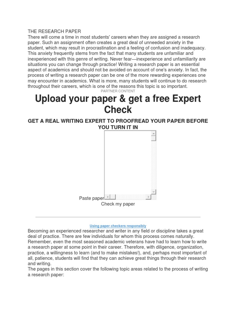 Writing A Research Paper Part 1 | PDF | Anxiety | Expert