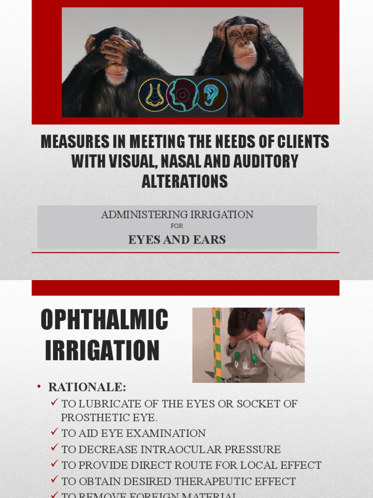 Administering Irrigation Eye Ear and Nose | PDF | Syringe | Health Sciences