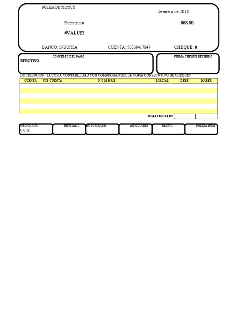 Machote Poliza - Cheque | PDF