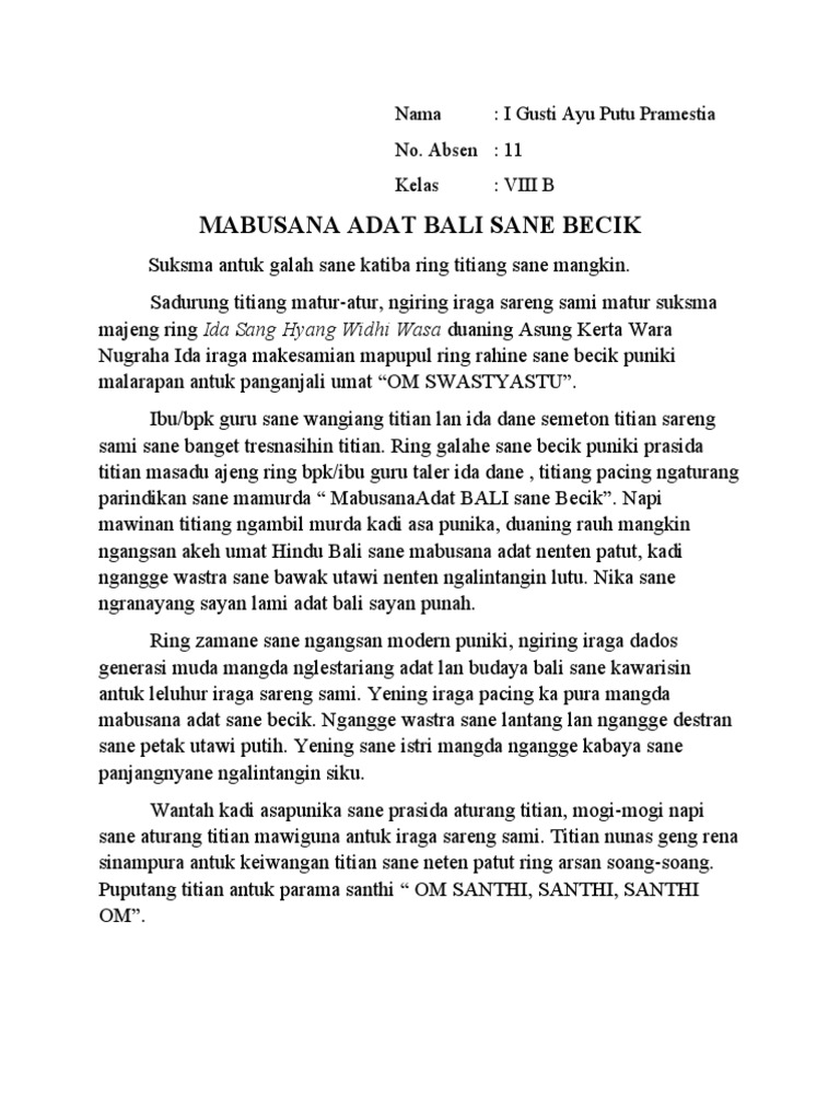 Mabusana Adat BALI Sane Becik | PDF