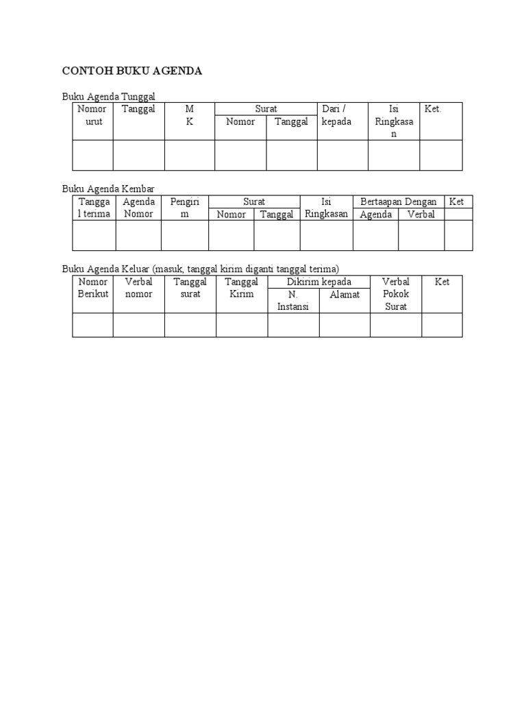 Contoh Buku Agenda | PDF