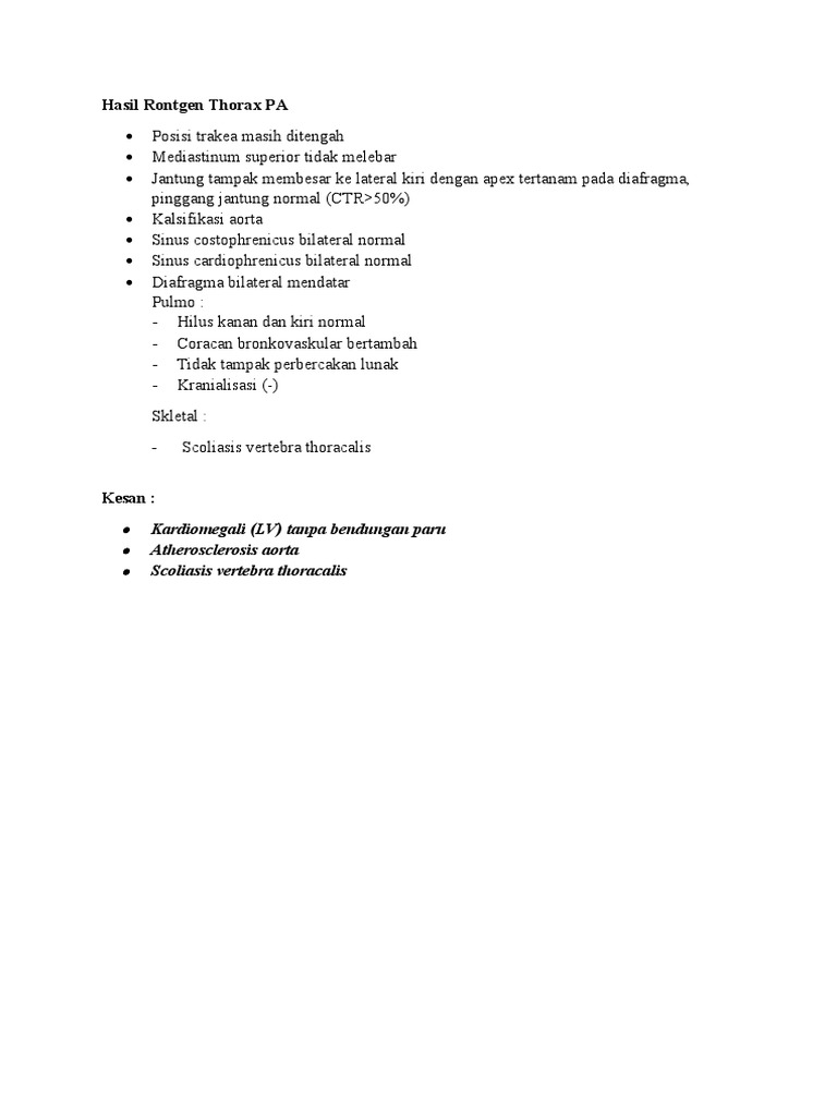 Hasil Rontgen Thorax PA | PDF