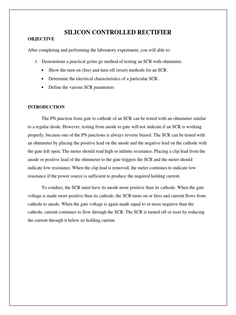 Silicon Controlled Rectifier Pdf Power Electronics Electrical