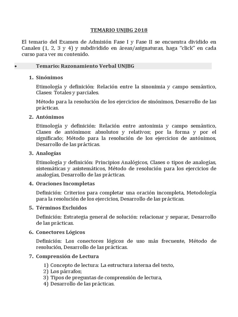 Temario UNJBG-Para El Examen | PDF | Vector Euclidiano | Fuerza