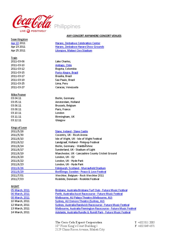 Any Concert Anywhere Concert Venues | PDF | Concert | Music