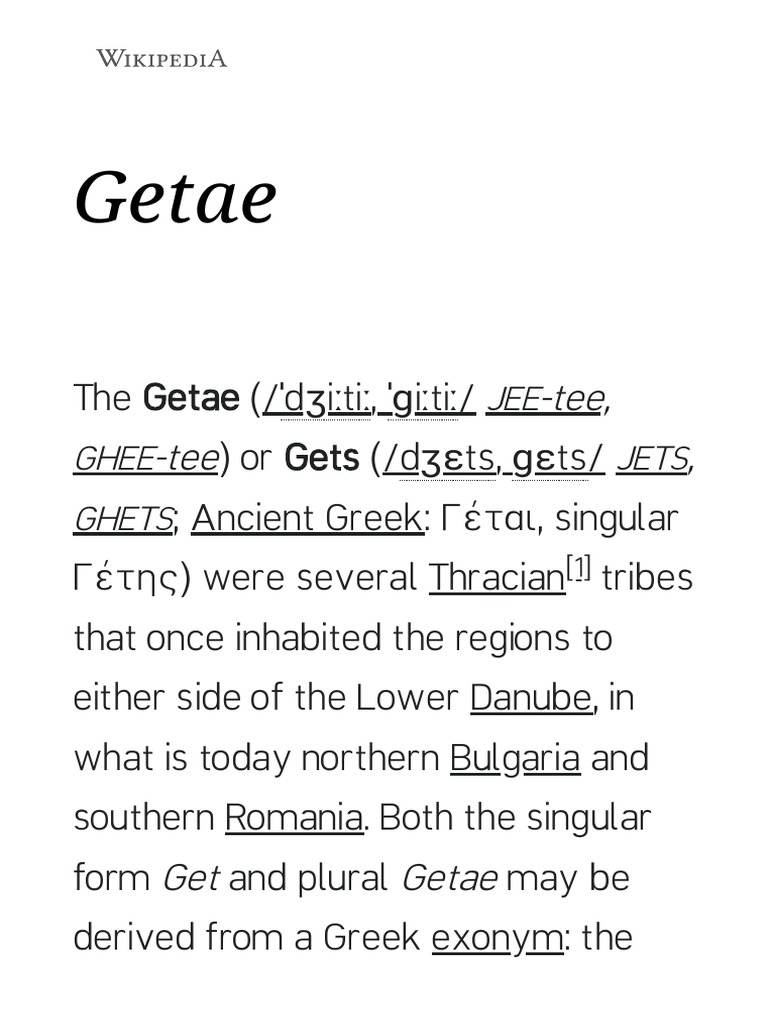 Getae - Wikipedia | PDF | Ancient Europe | Ancient Peoples