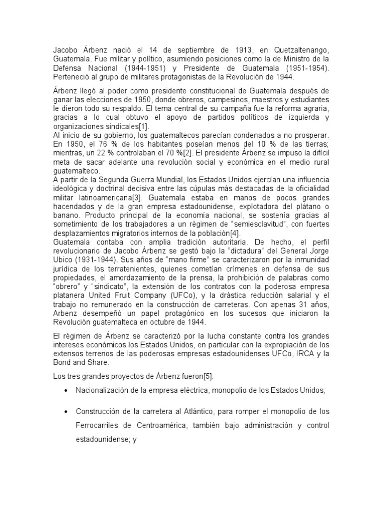 Revolución y Caída de Jacobo Árbenz | PDF | Guatemala | Formas de gobierno