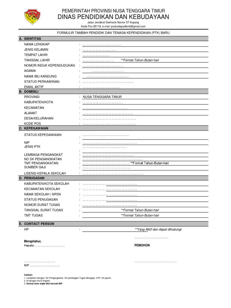 Formulir PTK Baru 2021 | PDF