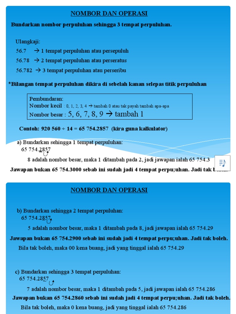 Bundarkan Nombor Sehingga 3 Tempat Perpuluhan MT T6 | PDF
