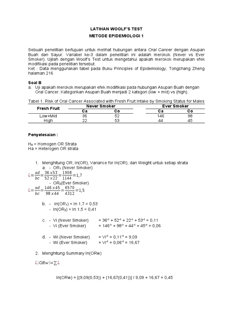 Woolf's Test: Merokok & Kanker Mulut | PDF