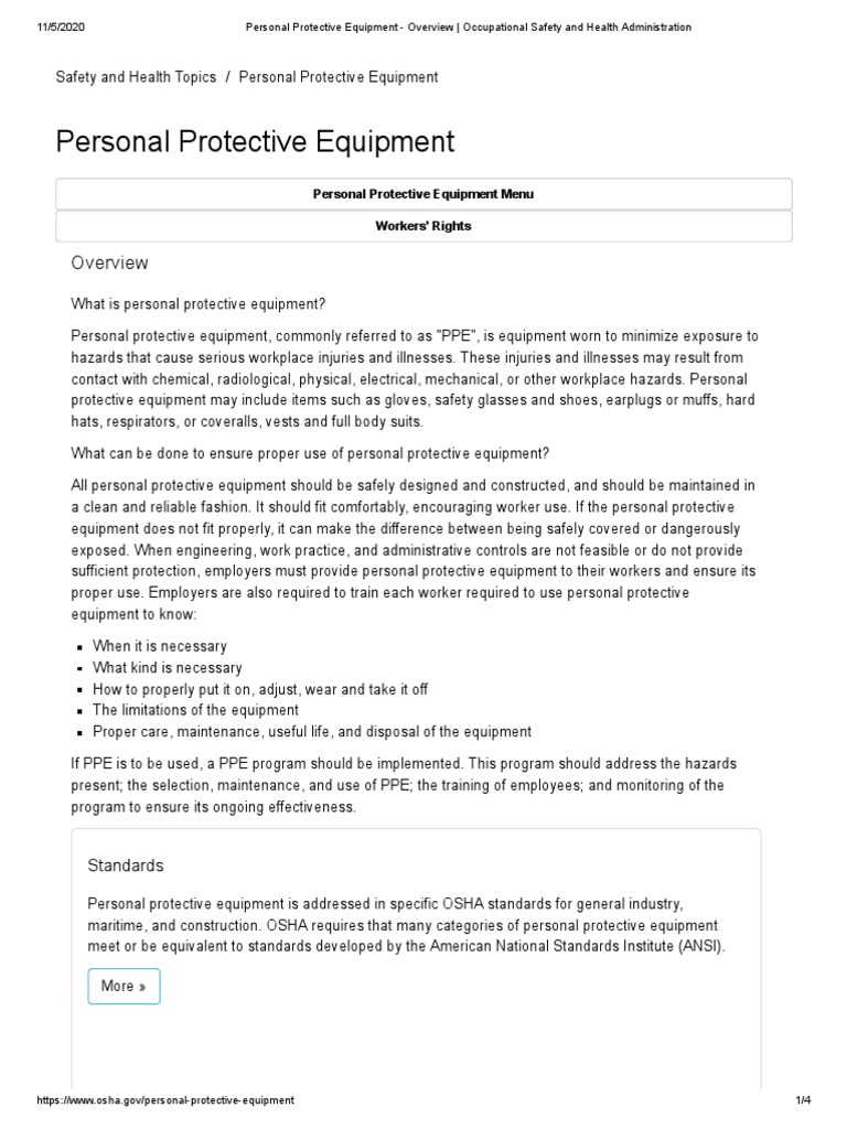 Personal Protective Equipment - Overview - Occupational Safety and ...