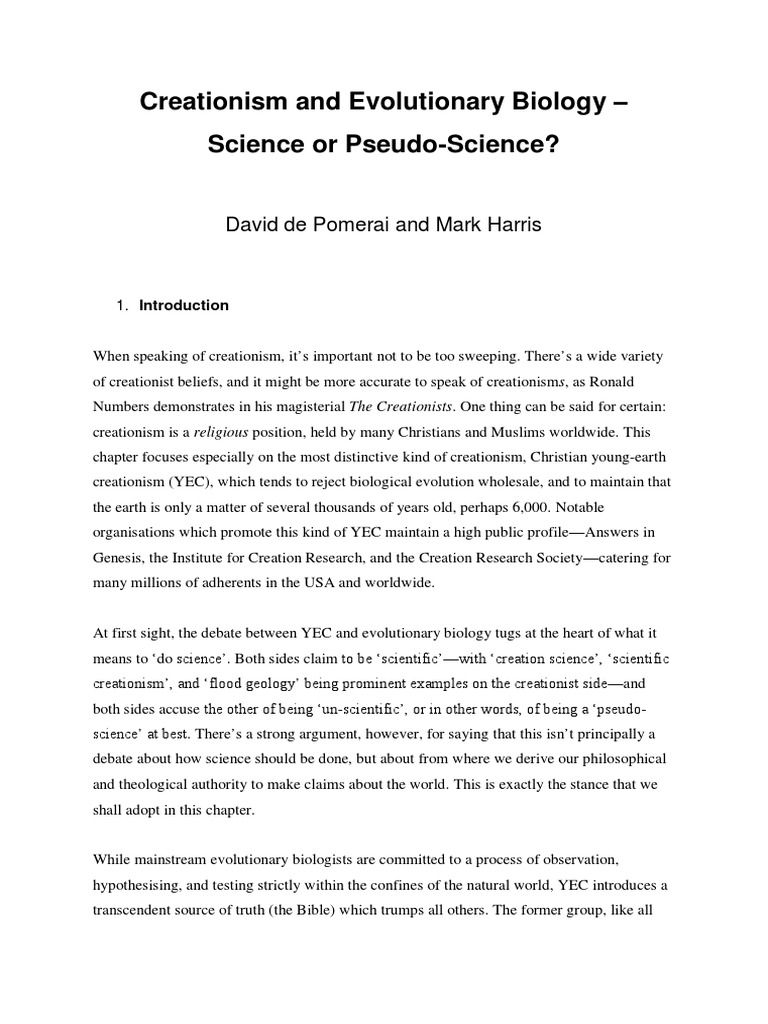 Creationism and Evolutionary Biology | PDF | Creationism | Gene