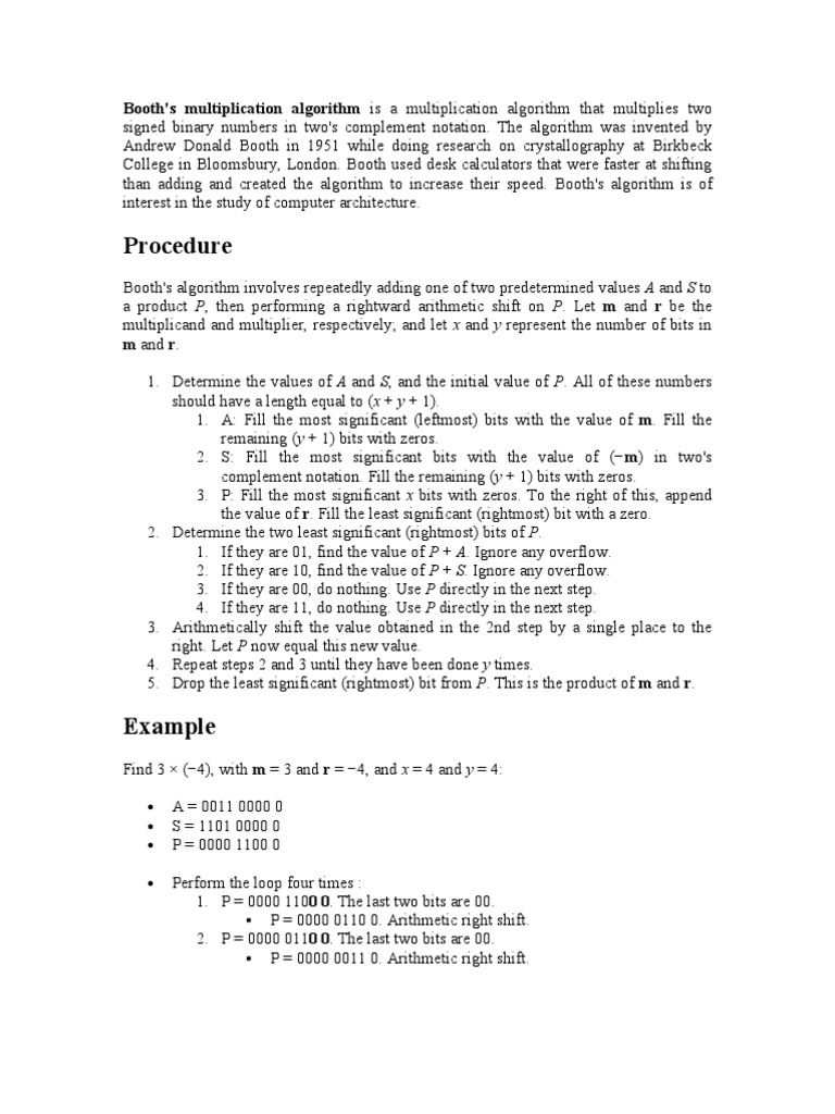 Booths Algorithm | PDF | Multiplication | Theoretical Computer Science Booths Algorithm | PDF | Multiplication | Theoretical Computer Science