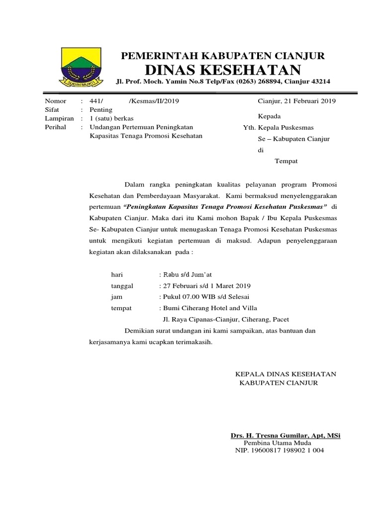 Surat Undangan Peningkatan Kapasitas 2019 | PDF Surat Undangan Peningkatan Kapasitas 2019 | PDF