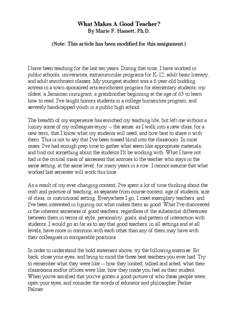 What Makes A Good Teacher | PDF | Teachers | Classroom
