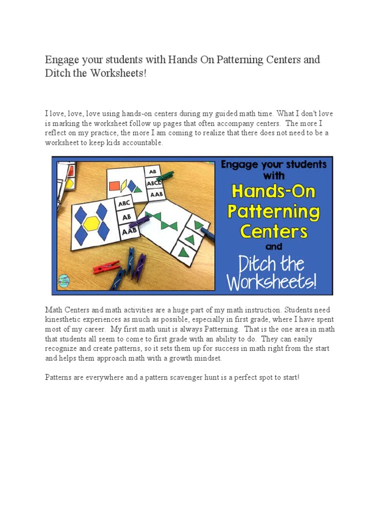 Engage Your Students With Hands On Patterning Centers and Ditch The ...