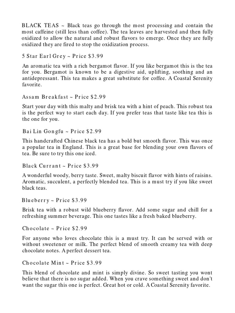 Tea Catalog | PDF | Tea | Spice