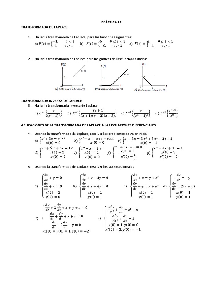 Práctica de Transformadas Inversas de Laplace | PDF | Transformada de Laplace | Calculo diferencial