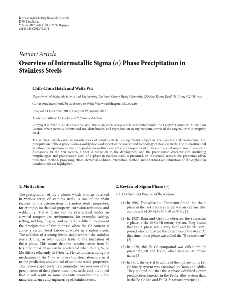 Sigma (σ) Phase Explanation | PDF | Stainless Steel | Steel