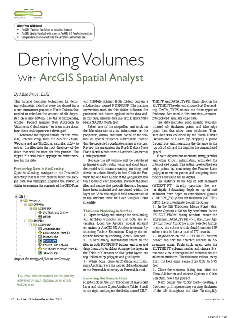Deriving Volumes: Arcgis Spatial Analyst | PDF | Arc Gis | Computing