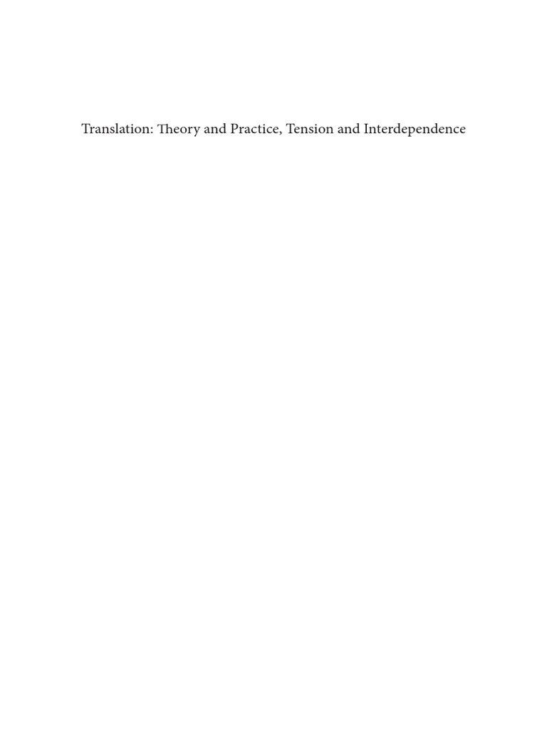 Translation: Theory and Practice, Tension and Interdependence | PDF ...