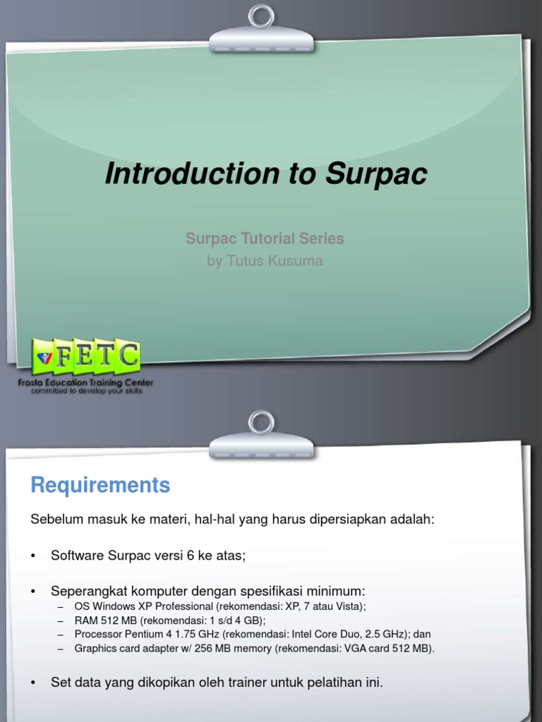 Introduction To Surpac (Tutus Kusuma) | PDF