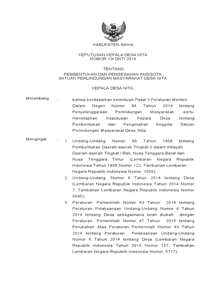 13 SK Linmas Desa Dikonversi | PDF