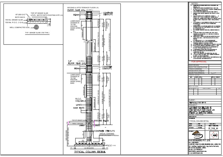 Second & Upto Terrace Floor LVL (+9.45m.) Top of Grade Slab Both Ways ...