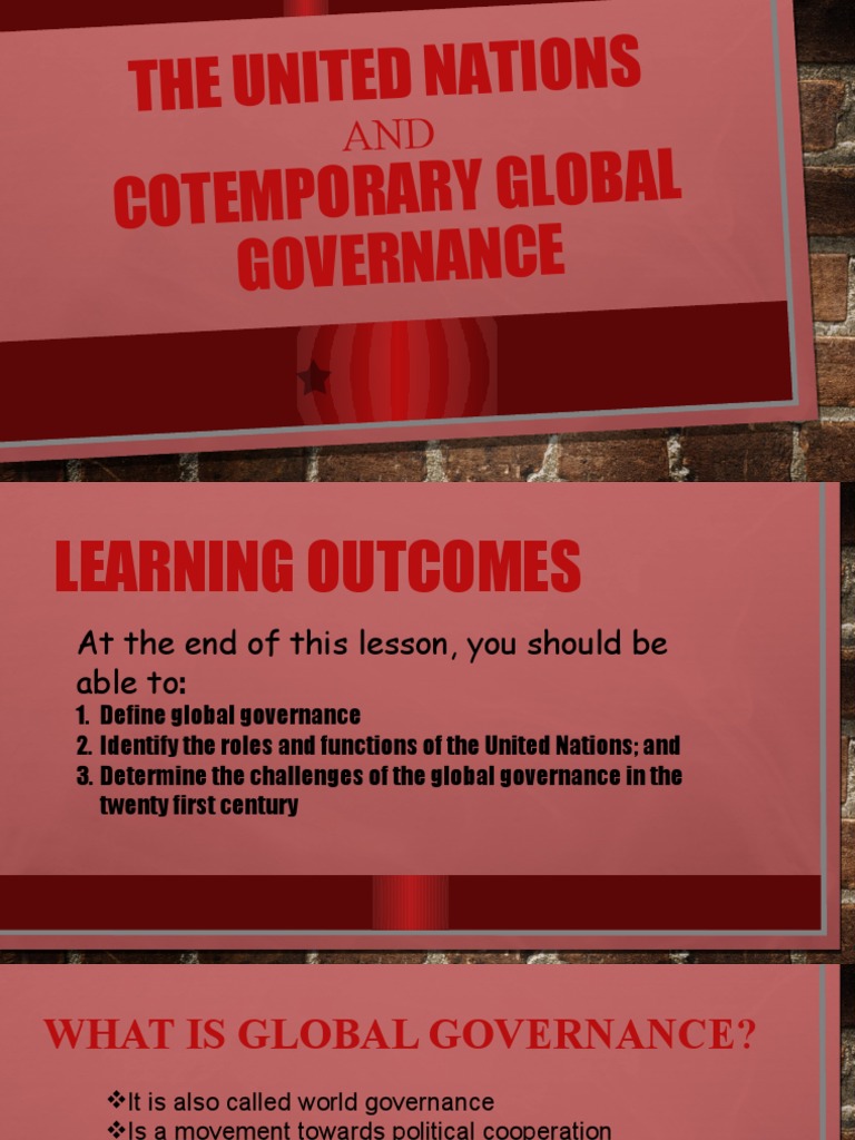 The United Nations and Contemporary Global Governance | PDF | Global ...