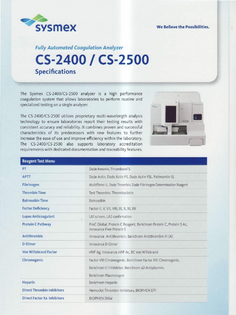 Brochure CS 2500 | PDF | Body Fluids | Molecular Biology