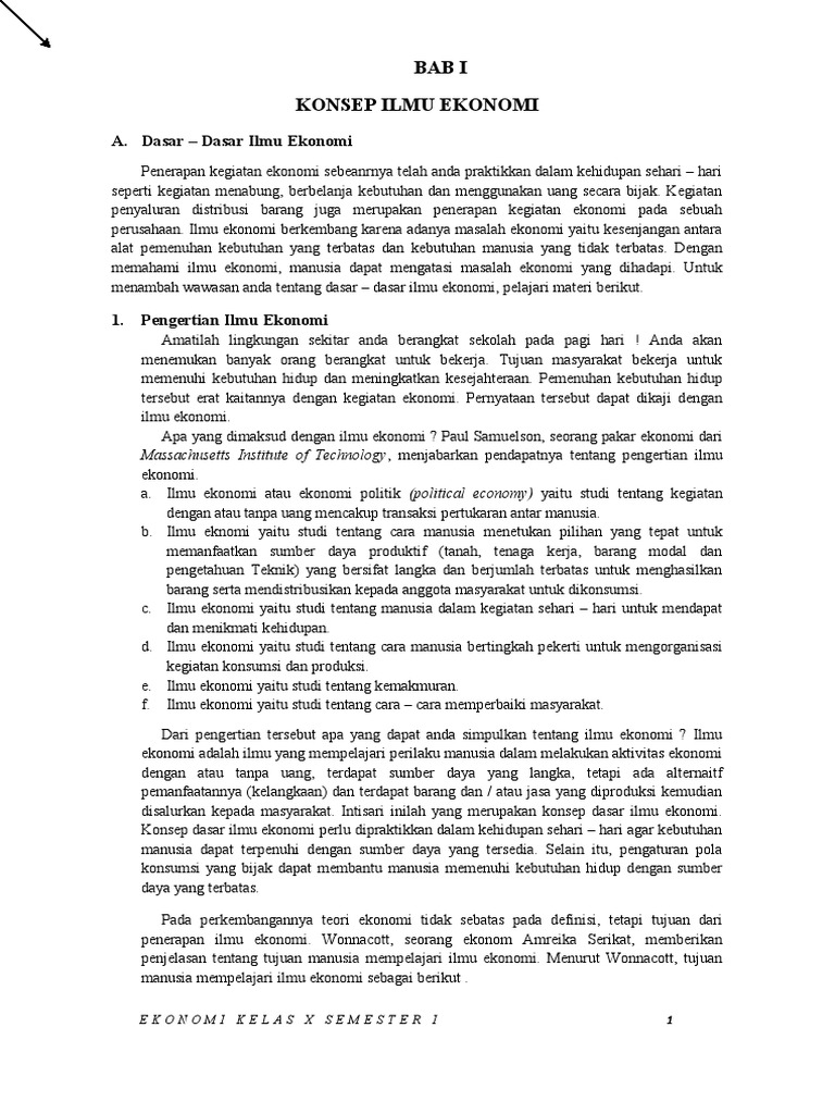 Materi Eko. X Smt.1 Revisi 2020 | PDF | Pengelolaan Keuangan & Uang